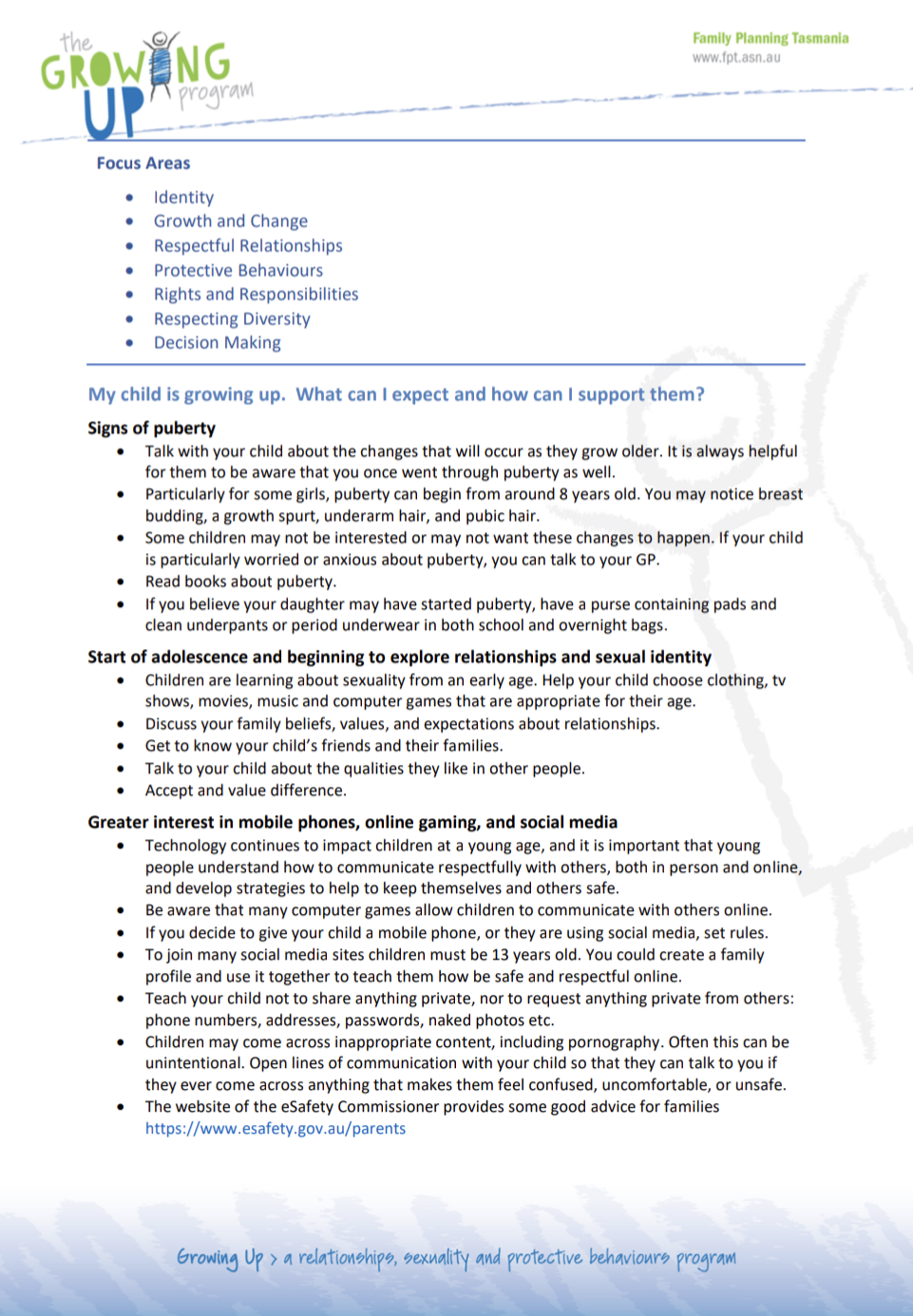 Concerns About the Growing Up Program (GUP) in Tasmanian Schools ...